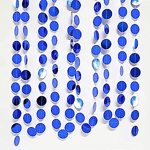 Decor365 Bling Royal Blue Circle Dots Garland Paper Hanging Polk Dot Streamer Party Decoration Bunting Banner Backdrop for Birthday/Wedding/Baby Shower/Graduation/Bridal Shower Party Supplies