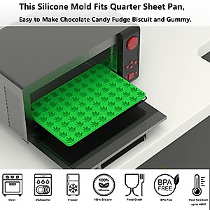 Marijuana Cannabis Hemp Leaf Silicone Molds with 70 Cavities Shaped for Pot Chocolate Candy Gummy, with Baking Scraper