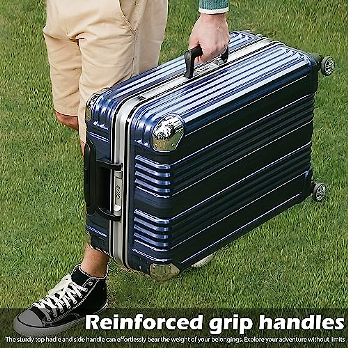 Coolife Luggage Aluminium Frame Suitcase TSA Lock 100% PC 20in 24in 28in (Wine red, M(24in))