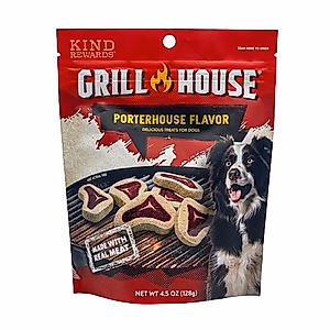 Bumpazie Grill House Bac'n Sizzlers Dog Treats, 4.5 oz. with Grill House Porterhouse Flavor Dog Treats, 4.5 oz and Grill House Ribeye Flavor Dog Treats, 4.5 oz.