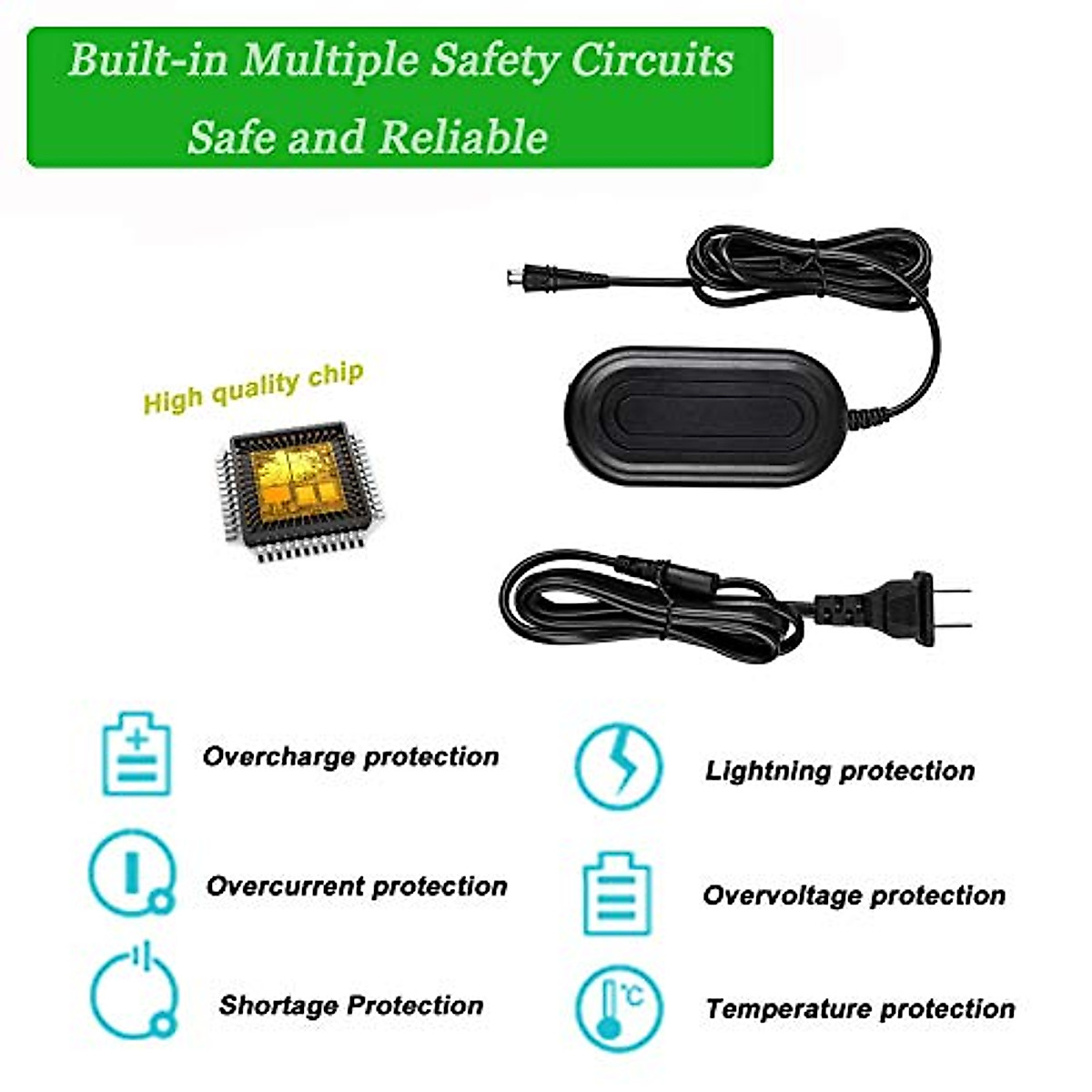 TKDY CA-110 Camcorder Charger CA110 Power Cable Kit for Canon VIXIA HF M50 R800 R80 R700 R500 M52 M500 HF-R70 HF-R72 HF-R700 R50 R52 R60 R200 R300, LEGRIA HF R206 R26 Cameras AC Adapter.