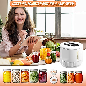 Mason jar Vacuum Sealer, Electric Mason Jar Vacuum Sealer Kit for Wide Mouth & Regular Mouth Mason Jars,for Food Storage and Fermentation (White)
