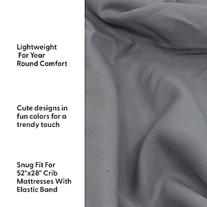 The Peanutshell Grey Moon & Stars Fitted Crib Sheet Set, Unisex 4 Pack Celestial Print, Grey & White