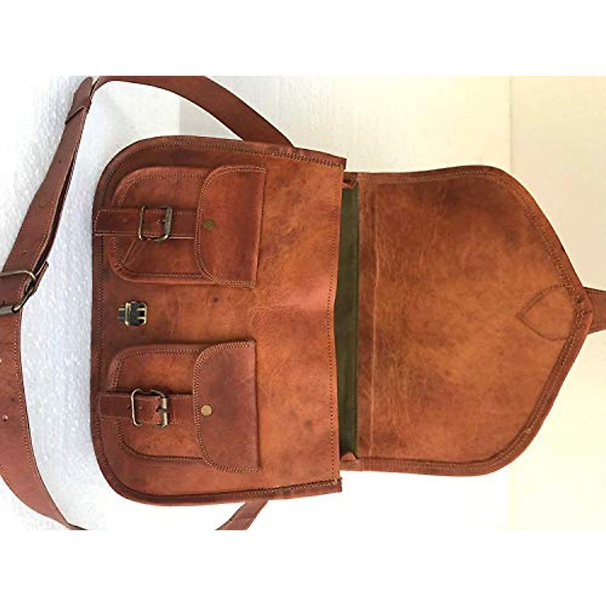KPL 14 Inch Leather crossbody bags Purse Women Shoulder Bag Satchel Ladies Tote Travel Purse full grain Leather (Tan Brown)