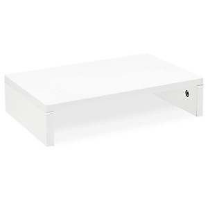 TEAMIX 14.2 inch White Monitor Stand Riser, Wood Monitor Riser with Storage for Desk Small Monitor Stand TV/Screen/PC/Laptop Riser Computer Stand Desktop Shelf (White-14.2 inch)