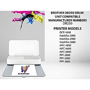AZ Supplies Compatible Drum Unit Replacement for Brother DR250 DCP-1000 Intellifax 2800 Intellifax 2900 Intellifax 3800 MFC-4800 MFC-6600 MFC-6800 PPF-2800 PPF-2900 PPF-3800 Black Drum Unit 1 Pack
