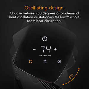 Vornado AVH2 Advanced Whole Room Heater with Automatic Climate Control, Timer, Fan Only Option, Black & OSCTH1 Oscillating Tower Heater