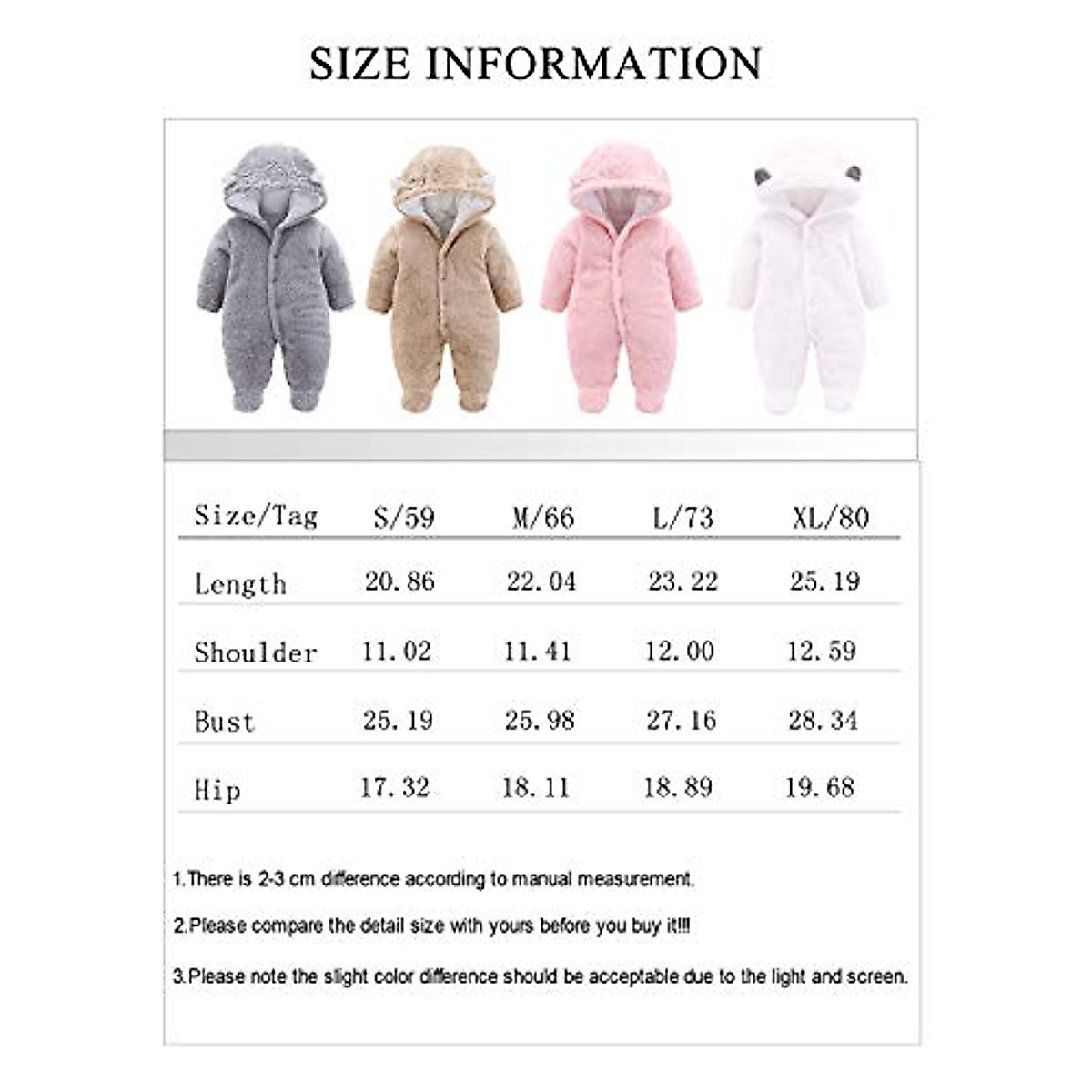 Unisex Baby Clothes Winter Coats Cute Newborn Infant Jumpsuit Snowsuit Bodysuits Registry for Baby Essentials Stuff Grey L