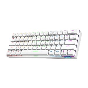 NACODEX STK61 2.4Ghz Wireless/Bluetooth/Wired 60% Mechanical Keyboard | 1000mAh Ultra Compact Rainbow Backlit Gaming Keyboard Wired Programmable for Win/Mac/PC Gamer