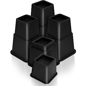 Utopia Bedding Adjustable Bed Furniture Risers - Elevation in Heights 3, 5 or 8 Inch Heavy Duty Risers for Sofa and Table - Supports up to 1,300 lbs - (Set of 4 Riser, Black)
