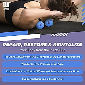 Tune Up Fitness – Therapy Ball PLUS Pair in Tote | Lacrosse Ball Upgrade - Massage Therapy Balls for Myofascial Release | Neck, Lower Back Pain, Sciatica, Shoulder Tension Relief, Physical Therapy