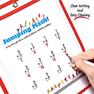 BONBELA Dry Erase Pockets - 12 Pack EASYWipeXL Heavy Duty Sheet Protectors Quickly Wipe to a Flawless Clean - Save a Bundle on 10 x 13 Reusable Dry Erase Sheets Sleeves for Work & School Worksheets