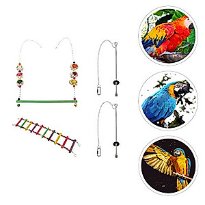 PATKAW Chicken Swing Toys 8 Pcs Parrot Bird Toy Bird Perch Bird Cage Hammock Toy Set Wooden Hammock Wooden Swing