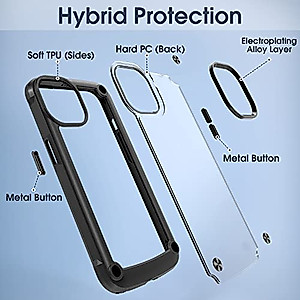 Arae for iPhone 14 Pro Max Case Clear, Hard Back Soft TPU Slim Shockproof Protective Bumpers Phone Cases Clear Cover for iPhone 14 Pro Max 6.7 inch, Black