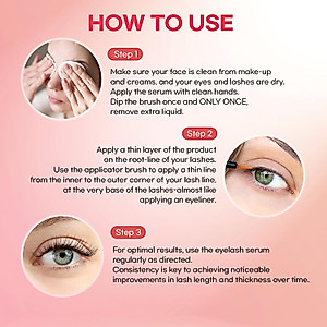 Eyelash Growth Serum, Lash Serum for Eyelash Growth, Eyelash Serum to Grow Lashes in 3-4 Weeks, Lash Growth Serum & Brow Growth Serum for Longer, Thicker, and Fuller Eyelashes, 5ML