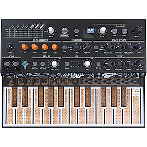 Arturia MICROFREAK Synthesizer with Poly-aftertouch Flat Keyboard BUNDLE with Samson Over Ear Headphones, Power Adapter & Instrument Polishing Cloth- Analog Synth, Synthesizer & workstation keyboards