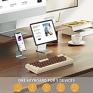 ROYALAXE R68 TKL Mechanical Keyboard, Upgraded TTC Gold Pink Switches, Hot Swappable Wired/Bluetooth 5.0/2.4G Wireless Keyboard with RGB Light for Windows & Mac, PBT Keycaps, Lava Brown