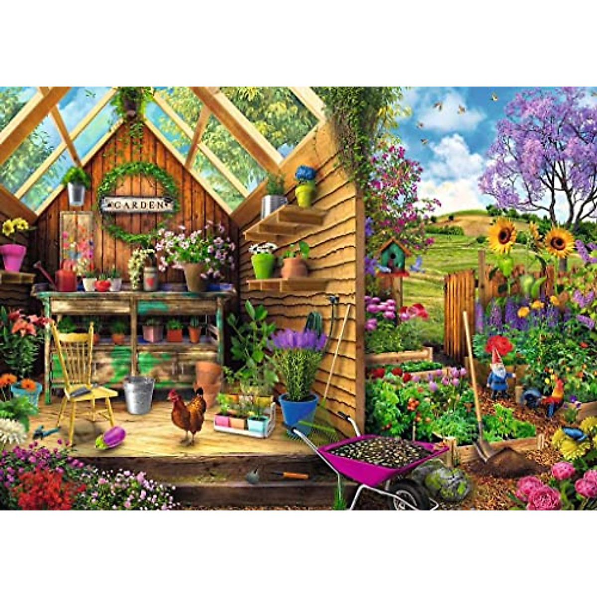 Ravensburger Gardener's Getaway Large Format Jigsaw Puzzle - 300 Pieces | Designed for Adults | Every Piece is Unique | Softclick Technology Relaxing Gardening Theme