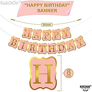 Huge, Rose Gold Backdrop for Birthday - Pack of 3 | Rose Gold Fringe Curtain with Peach Happy Birthday Banner | Rose Gold Streamers | Rose Gold Happy Birthday Banner | Rose Gold Birthday Decorations