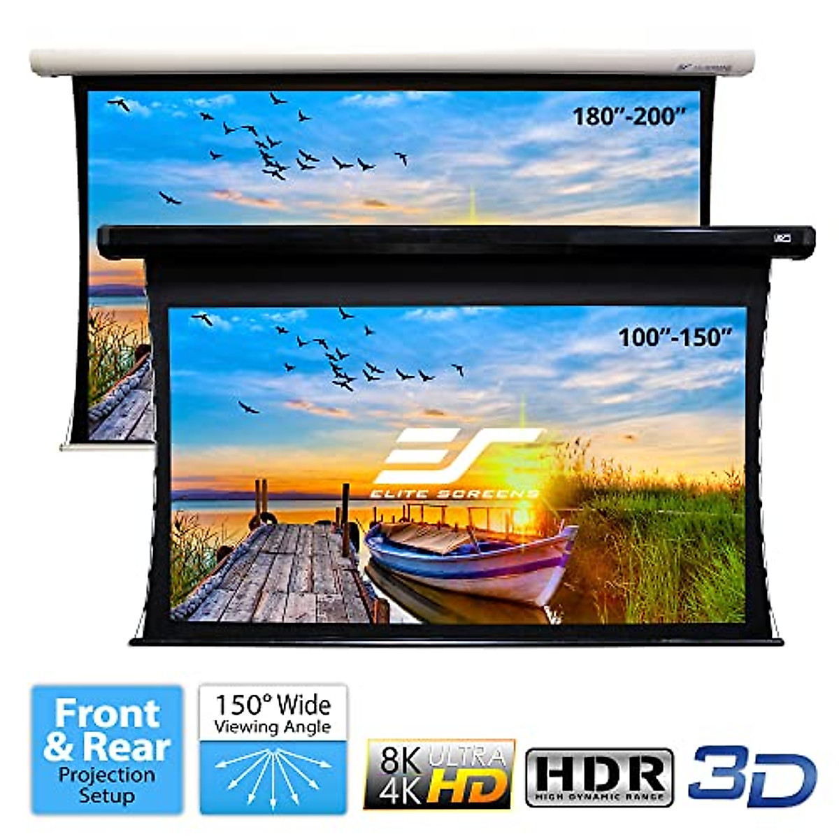 Elite Screens CineTension 2 WraithVeil Dual Projector Screen, 200-inch 16:9, Indoor Electric Motorized Automatic Front Rear Projection Movie Screen, TE200HR2-DUAL| US Based Company 2-Year Warranty