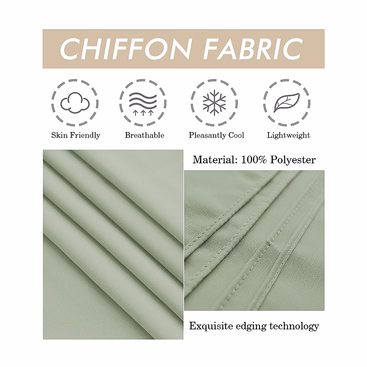 BEAUZSUZSANA Women Chiffon Shawls and Wraps for Evening Dresses Wedding Party Travel Scarves Pashmina Bikini Cover Up (Sage Green)