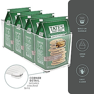 Clear Plastic Storage Bins, Stackable Pantry Organization and Storage Containers Clear Organizing Bins, Cabinet & Pantry Organizer Bins for Organizing Bathroom, Kitchen, Fridge, Freezer Organizer Bins