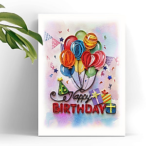 TUMYBee Quilled Happy Birthday Card, Floral Design, 5in x 7in, for Women