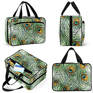 Naanle First Aid Bag Peacock Feather Empty Medium Medicine Storage Bag Emergency Treatment Medical Bags Travel Medicine Bag Pill Bottle Organizer for Vitamin Supplement