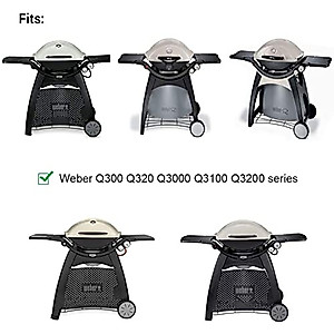 QuliMetal 6506 Cast Iron Griddle and 7112 Grill Cover for Weber Q300, Q320, Q3000 Series Gas Grills Accessories