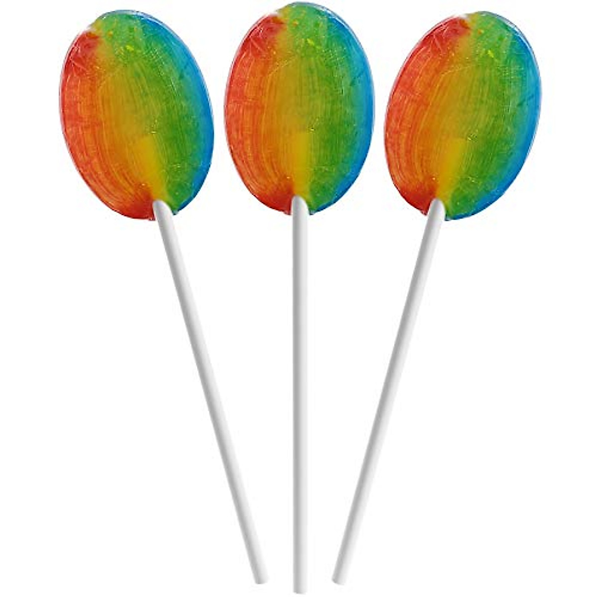 Oval Rainbow Lollipops Suckers, Tooty Fruity Flavor, Individually Wrapped (Half-Pound (Approx 16 Pops))