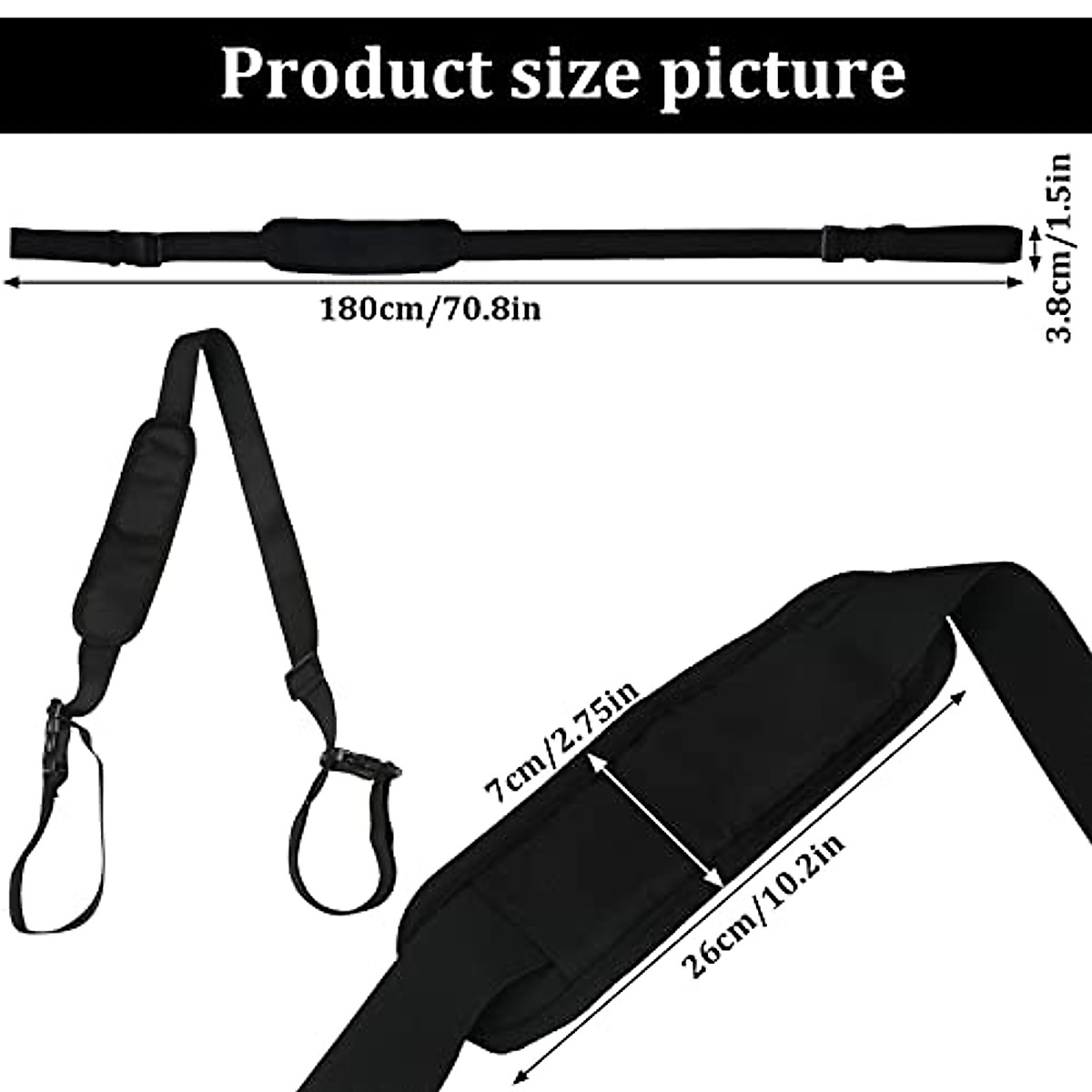 3 Pack Carry Strap for Beach Chair, Adjustable Beach Chair Backpack Straps, Universal Folding Chair Shoulder Strap Replacement for Beach, Camping, Backpacking, Picnics, Scooter, Foldable Bikes (Black)