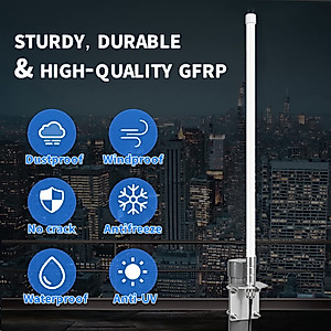 Waterproof 8dBi Long Range Cellular Ultra Distance LoRa Gateway Antenna Omni-Directional Glass Fiber LoRaWan 915MHz Antenna with 5M/16.4FT Cable for Helium RAK Hotspot HNT Finestra Miner Mining