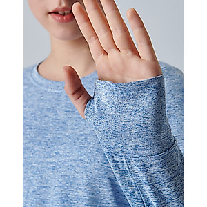 3 Pack: Youth Girls Long Sleeve Shirts Active Dry Fit Athletic Performance Clothes Kids Teens Sports Tees with Thumbholes (Set 1, Small)