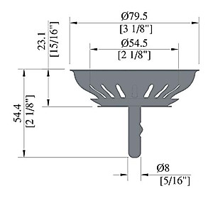 KANARY Kitchen Sink Basket Strainer Replacement for Standard Drains (3-1/2 Inch) Stainless Steel Body with Rubber Stopper (Single, Stianless Steel)