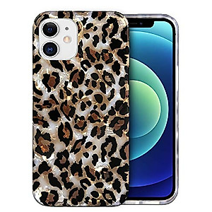 J.west Case Compatible with iPhone 11 6.1-inch, Luxury Sparkle Translucent Clear Leopard Cheetah Print Pearly Design Soft Silicone Slim TPU Protective Phone Case Cover for Girls Women (Bling)
