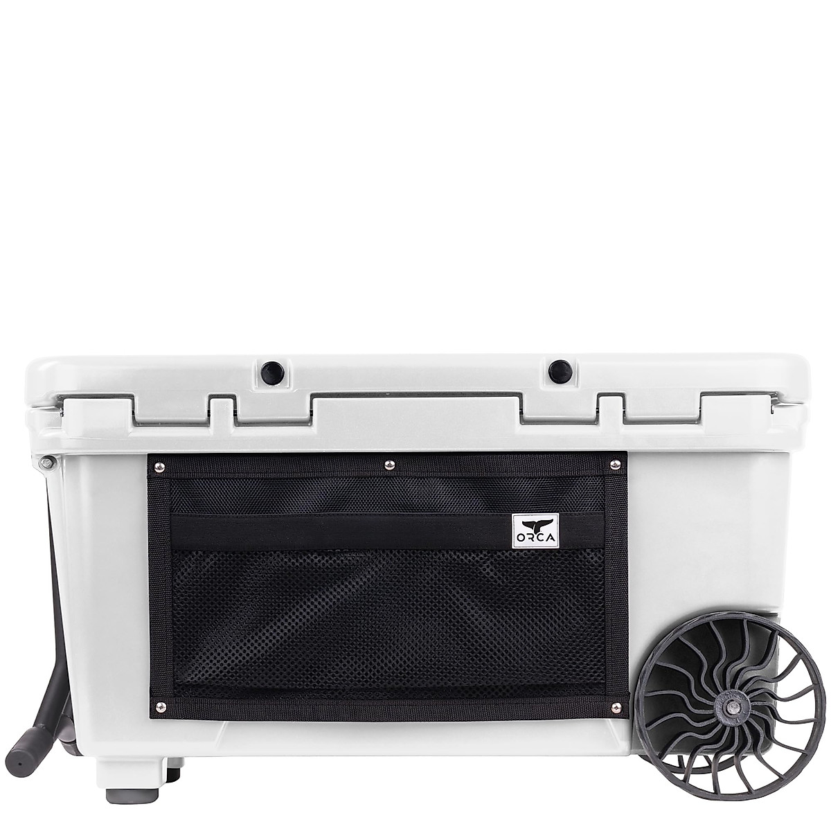 ORCA 65-Quart Insulated Rolling Cooler with Wheels and Pull Handle, White, Rugged, Sturdy for Beach, Camping, Fishing, Travel, Road Trip, Hunting