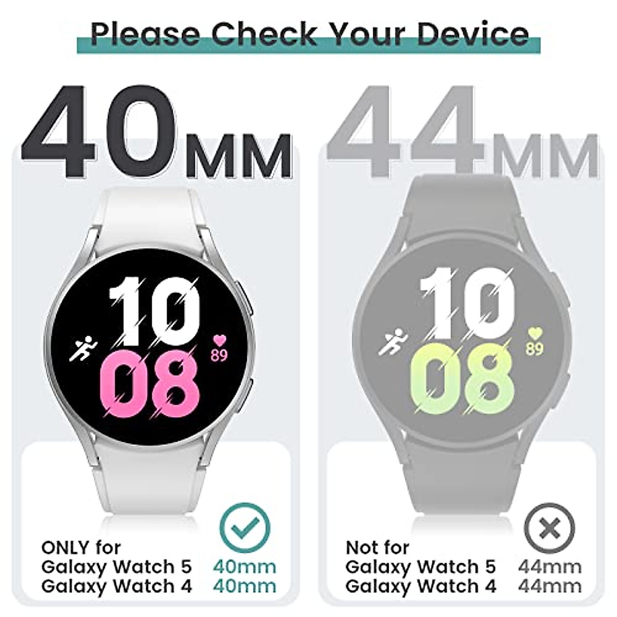Tensea [4+4Pcs] for Samsung Galaxy Watch 4 2021 & 5 2022 Screen Protector and Case 40mm, Hard PC Bumper and Anti-Fog Tempered Glass Protective Film, Face Cover Set for Watch4 Watch5 40 mm Accessories