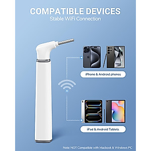 ScopeAround Wireless Otoscope with Light Ear Camera, 3.9mm Ear Wax Removal Tool Camera, 720P HD with 6 LED Lights, WiFi Wireless Otoscope Camera, Ear Scope Compatible with Android and iPhone
