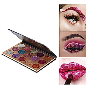 BestLand 15 Colors Glitter Eyeshadow Palette Shimmer Ultra Pigmented Makeup Eye Shadow Powder Long Lasting Waterproof Holiday Party Makeup (Colors A)
