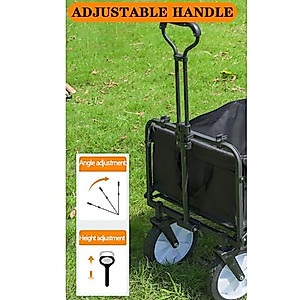 DECORN Collapsible Folding Wagon Garden Cart Beach Wagon Grocery Wagon All-Terrain Wheels Garden Grocery Wagon with Table Plate & 220 LB Capacity for Sports Outdoor Camping Fishing,White