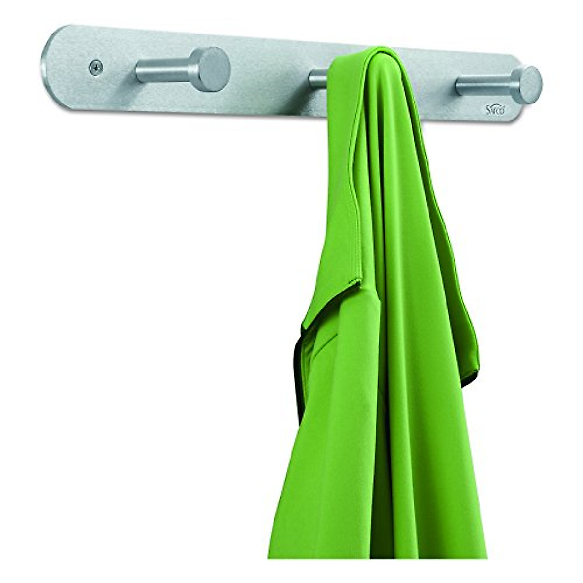 Safco 4201 Nail Head Wall Coat Rack, Three Hooks, Metal, Satin Aluminum