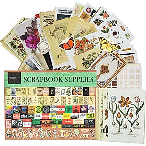 NTWJNJY Vintage Scrapbooking Supplies Stickers,365 Pcs Bullet Journals Supplies Aesthetic Scrapbook,Junk Journal Supplies Scrapbook kit,Birthday Craft Gift for Teen Girl Kid Women.