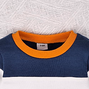 CETEPY Baby Boys Clothes 12-18 Months Toddler Boy Sweatshirt Patchwork Fall Winter Long Sleeve Shirt Pants Outfits Clothing Set Set Yellow 12-18 Months