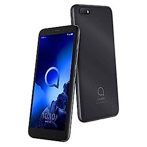 Alcatel 1V (2020) 5001J Factory Unlocked Smartphone Dual SIM 16 GB + 2 GB, 13MP 4G LTE GSM Fingerprint Octa-Core Android Pie T-Mobile AT&T Mint Simple Mobile Global (Black)