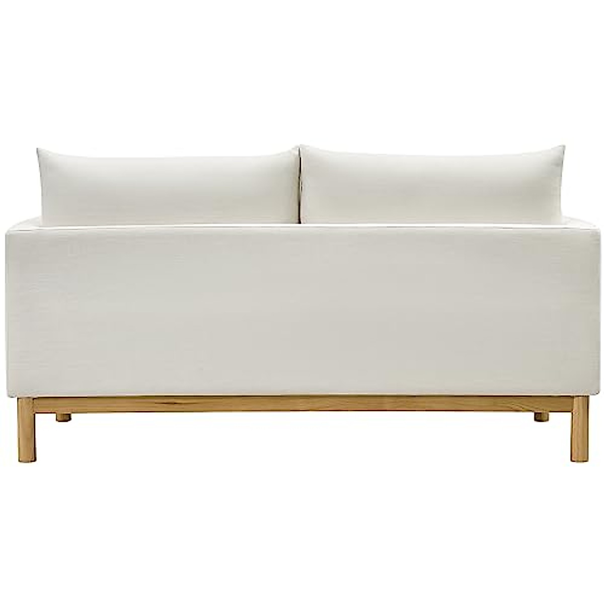 Meridian Furniture 157Cream-L Langham Collection Mid-Century Modern Linen Textured Fabric Upholstered Loveseat, Cream Linen Textured Fabric, Natural Finish Wood Base, 66" W x 33.5" D x 33" H, Cream