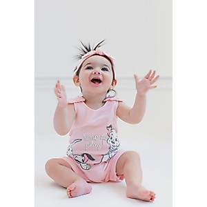 Disney Classics Patch Infant Baby Girls Romper and Headband Patch Pink 12 Months