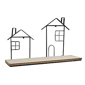 PIBM Stylish Simplicity Shelf Wall Mounted Floating Rack Bracket for Book Solid Wood Multifunction Iron Art,2 Colours,3 Sizes, Black , 19x40x11cm