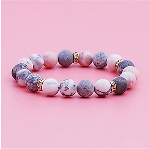 ZNDIJE Therapeutic Crystal Rose Quartz Bead Bracelet Fashion healthy crystal stone jewelry vitality extract Beaded charm chain bracelet bring good luck healthy women Bracelet (10mm), Pink, 18.5cm