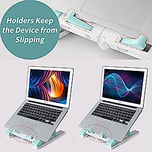 OImaster Laptop Stand Phone Stand Set for Desk, Ergonomic Computer Stand Laptop Riser, Phone and Tablet Stand for Desk, Portable Laptop Elevator Holder Compatible with MacBook, Laptop,Tablet(10-17’’)