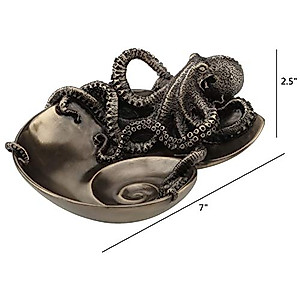 Veronese Design Container of Curiosity Bronze Finish Octopus On Nautilus Shell Tray